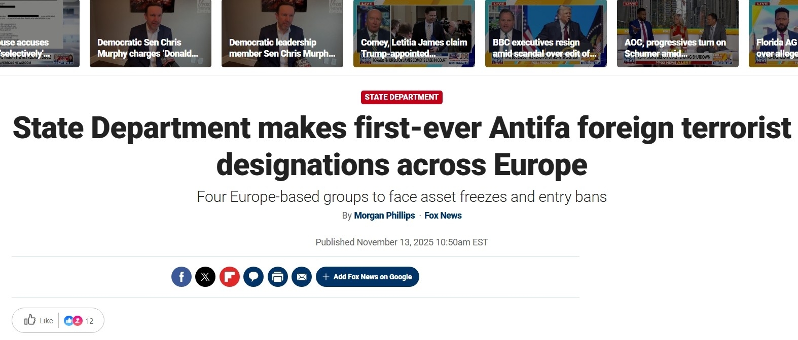 Fox: State Dept. to Designate 4 'Antifa-linked' Groups in Europe as ...